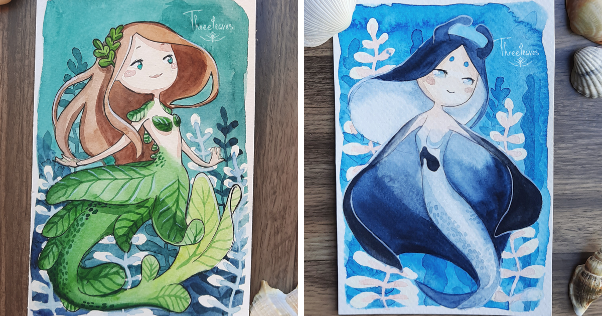 I Participated In A Drawing Challenge And Painted Different Mermaids ...