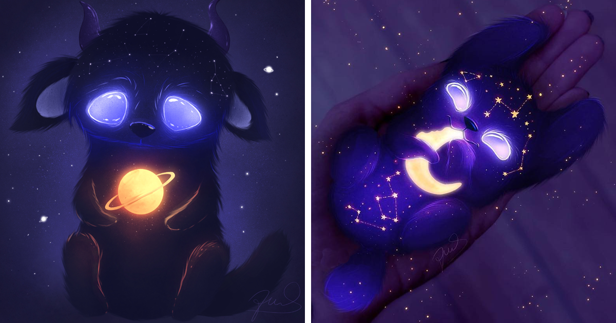 My 30 Illustrations Of Adorable Glowing Monsters From Space | Bored Panda