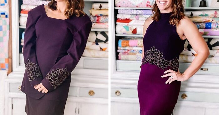 Woman Modifies Old Thrift Store Clothes To Create New Outfits And Here ...