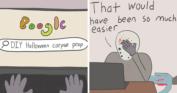 My 21 Ridiculously Absurd Comics Based On Halloween Prompts | Bored Panda