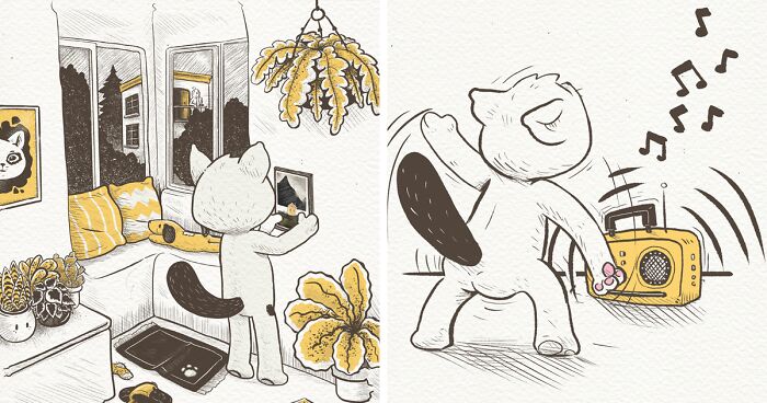 Here Are My 21 Illustrations Of An Introverted And Wholesome Feline ...