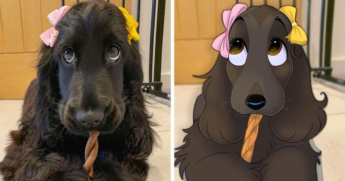 People Send Pics Of Their Pets To This Artist And She Disneyfies Them ...