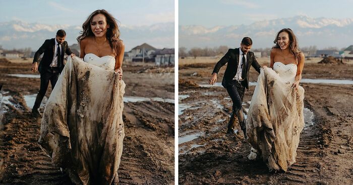 This Couple Accidentally Fell Into Mud During Their Wedding Photoshoot ...