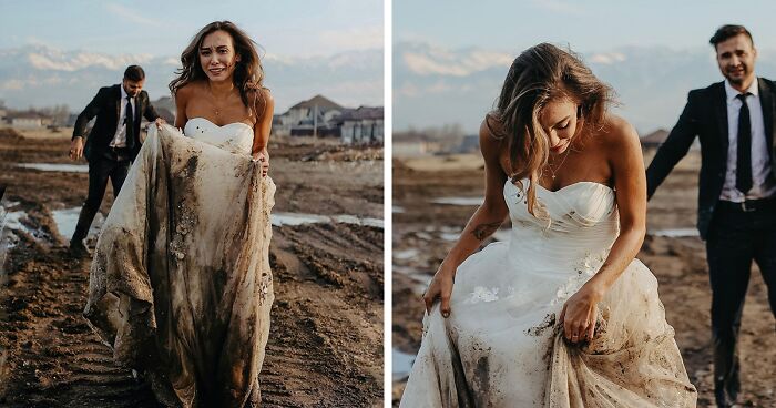 This Couple Accidentally Fell Into Mud During Their Wedding Photoshoot ...