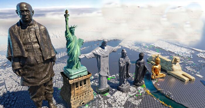 World’s Most Famous Statues Compared By Height: 3D Animation By Amir Kedir