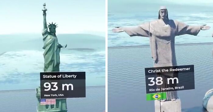 World’s Most Famous Statues Compared By Height: 3D Animation By Amir Kedir