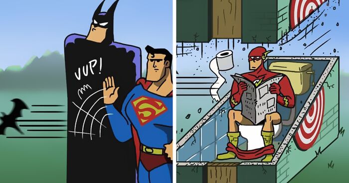 Artist Illustrates 34 Funny Situations Superheroes Face When No One’s ...