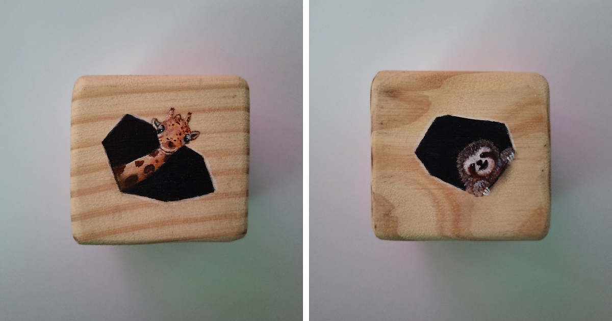 I Paint Animals On Wooden Cubes (12 Pics) | Bored Panda