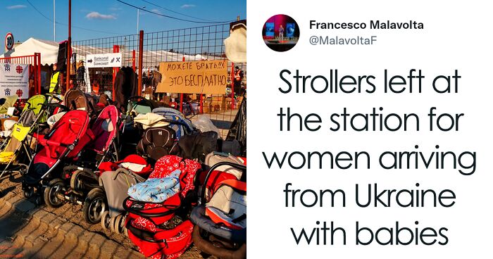 Polish Parents Leave Baby Strollers For Arriving Ukrainian Refugees As ...