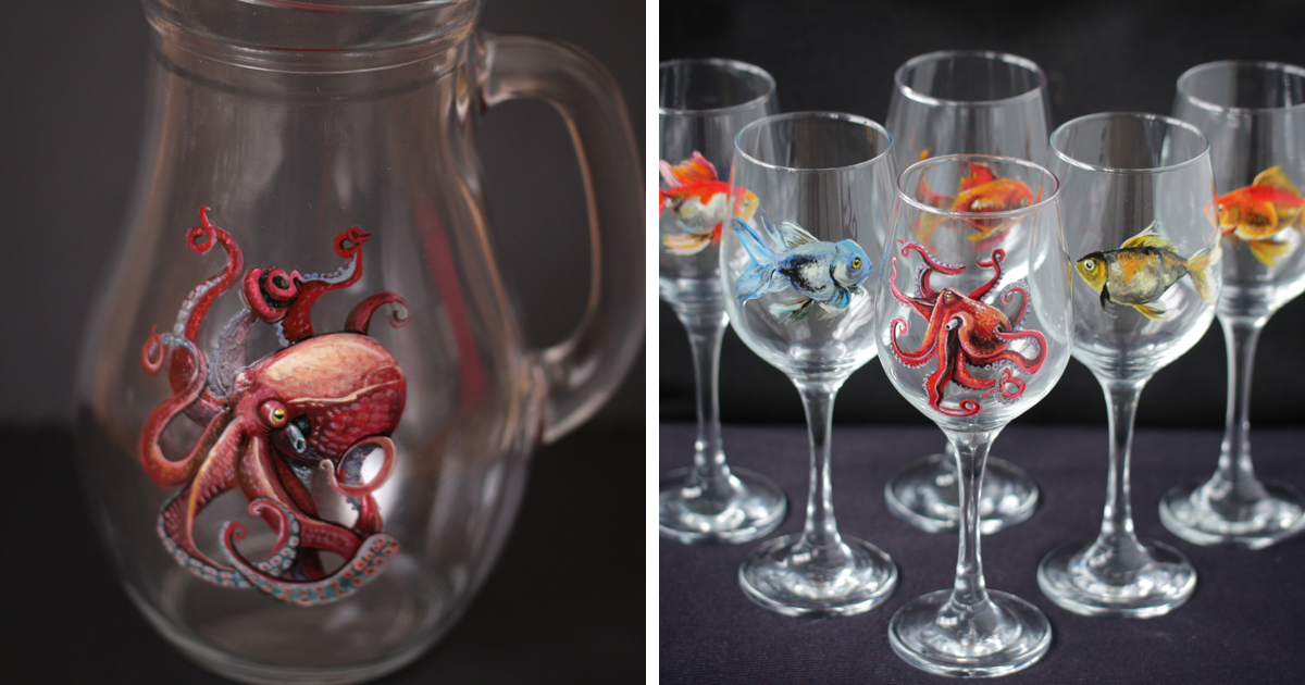 I Paint Realistic Fish On Glasses, And Went Even Further With The ...