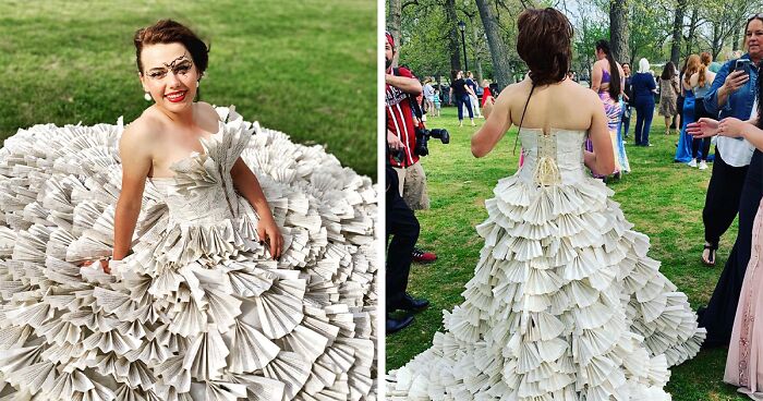 Teen Makes Her Prom Dress Herself And Uses Pages From Old Harry Potter ...