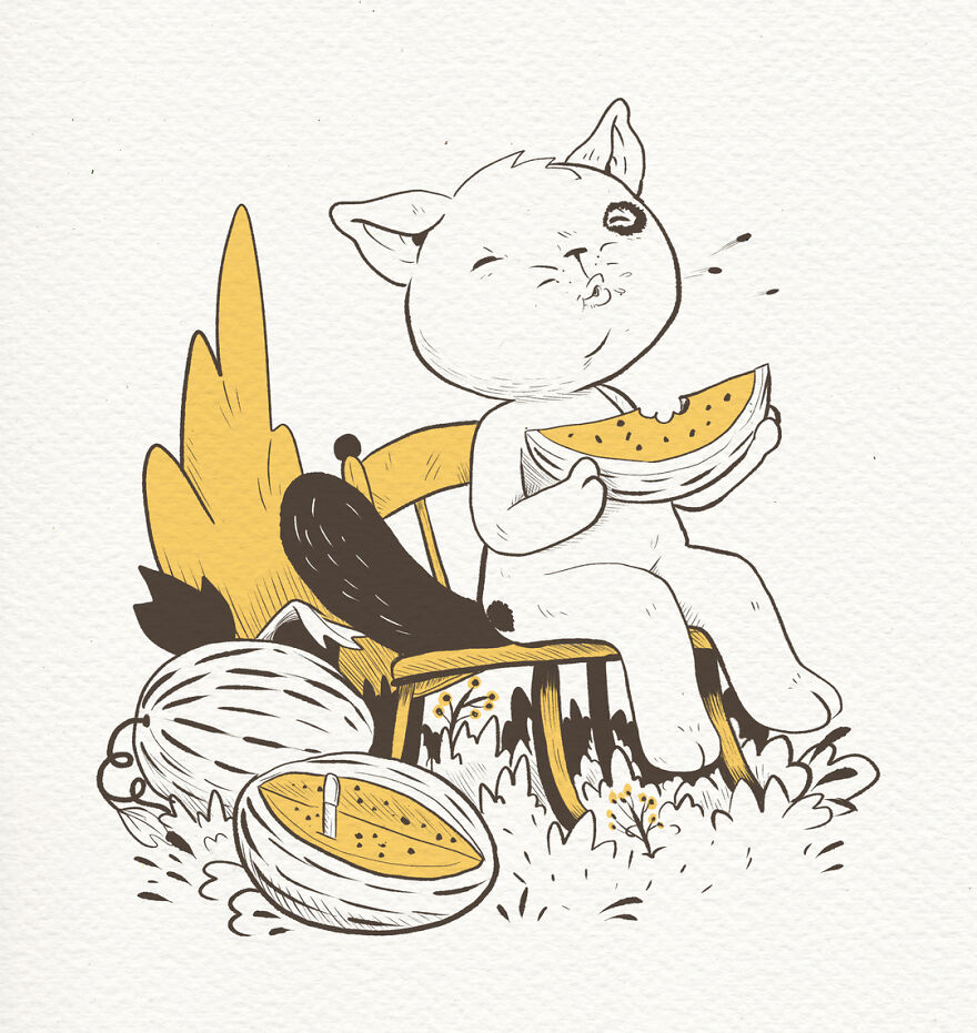 I Make Cute Illustrations Featuring An Introverted Cat That Is Just ...
