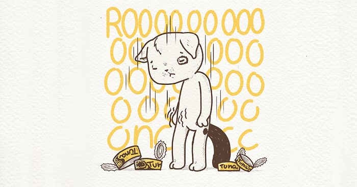 I Make Cute Illustrations Featuring An Introverted Cat That Is Just ...