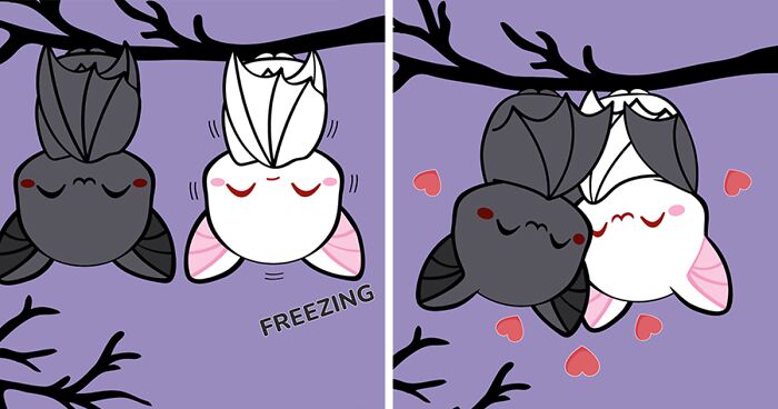 My 20 Wholesome Comics Depict A Cute Bat Couple That Is In A ...