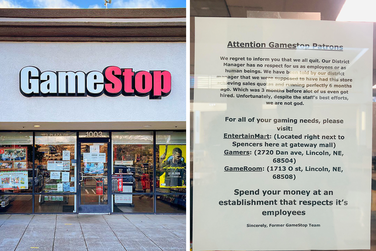 A Sign Put Up By GameStop Employees Informing They re All Quitting A Sign Put Up By GameStop Employees Informing They re All Quitting