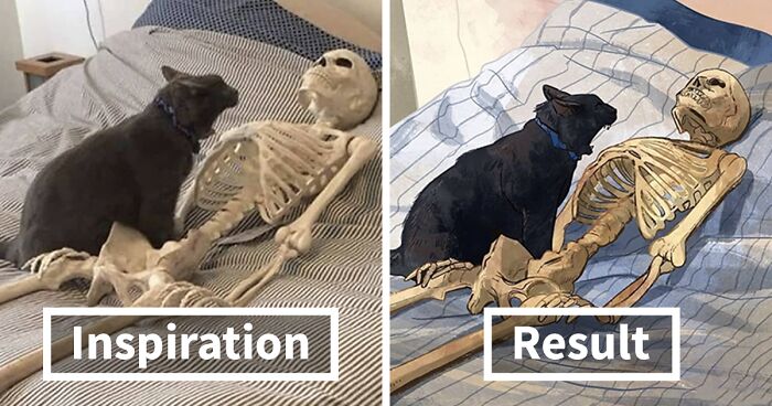 30 Of The Funniest Internet-Famous Cat Pics Get Illustrated By ...