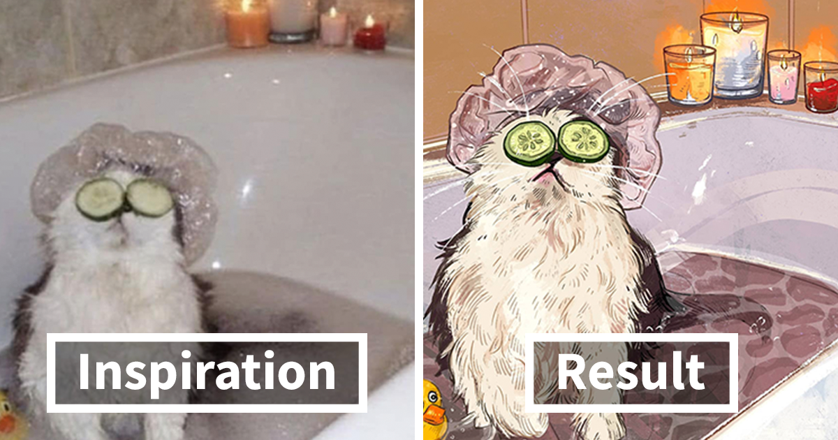 30 Of The Funniest Internet-Famous Cat Pics Get Illustrated By ...