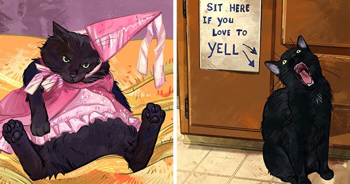 30 Of The Funniest Internet-Famous Cat Pics Get Illustrated By ...
