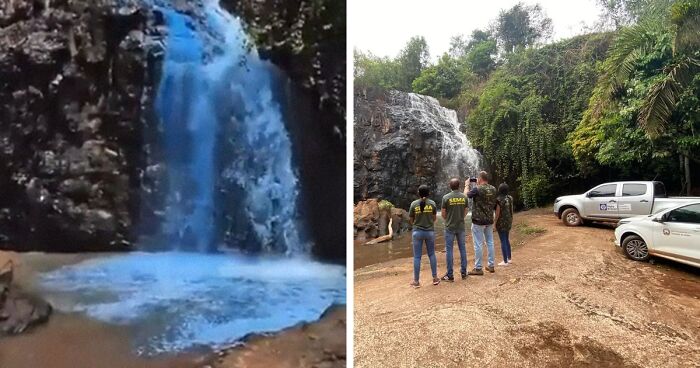 Couple Thought It Was A Good Idea To Dye A Whole Waterfall For Their ...