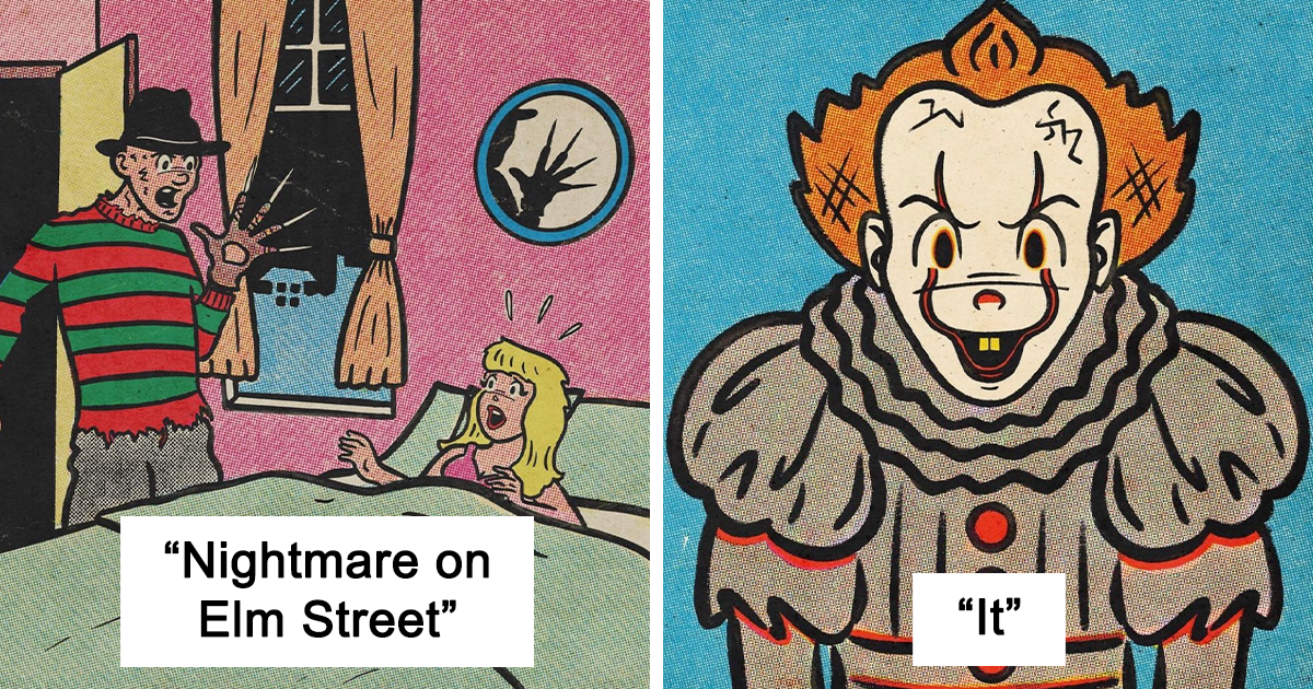I Illustrated Well-Known Horror Movies As Vintage Cartoons (21 Pics ...