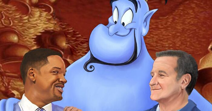 16 Illustrations Of Disney Characters Meeting The Actors From Their ...
