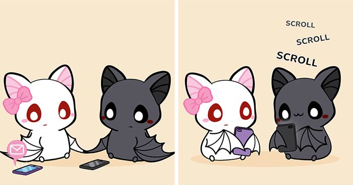 I Draw Comics About A Couple Of Bats In Love, Called “Cuddle Bats”, And ...