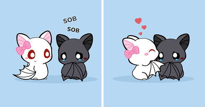 I Draw Comics About A Couple Of Bats In Love, Called “Cuddle Bats”, And ...