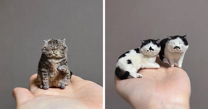 This Artist Makes Realistic-Looking Felted Little Cats In Various ...