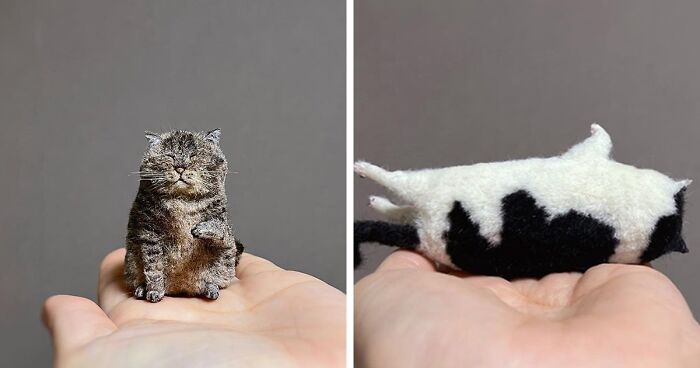 This Artist Makes Realistic-Looking Felted Little Cats In Various ...