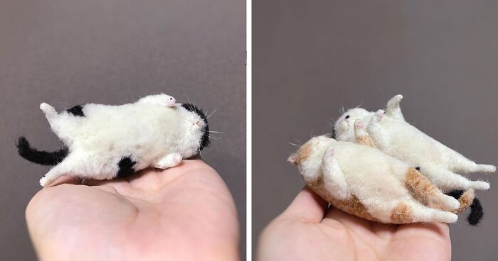 This Artist Makes Realistic-Looking Felted Little Cats In Various ...
