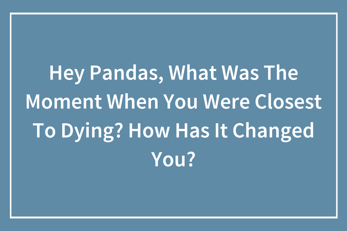Hey Pandas, What Was The Moment When You Were Closest To Dying? How Has ...
