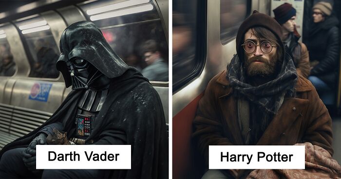 Artistic Vision Of Fictional Characters On The Subway Commute Created ...