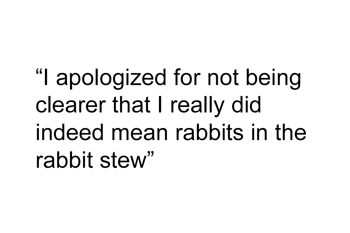 Woman Serves Rabbit Stew For Themed Party, Guests Flip Out After ...