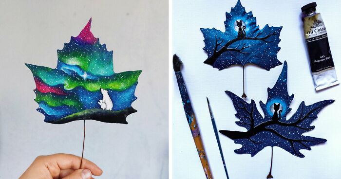 To Give Another Life To Fallen Autumn Leaves, I Use Them As A Painting ...