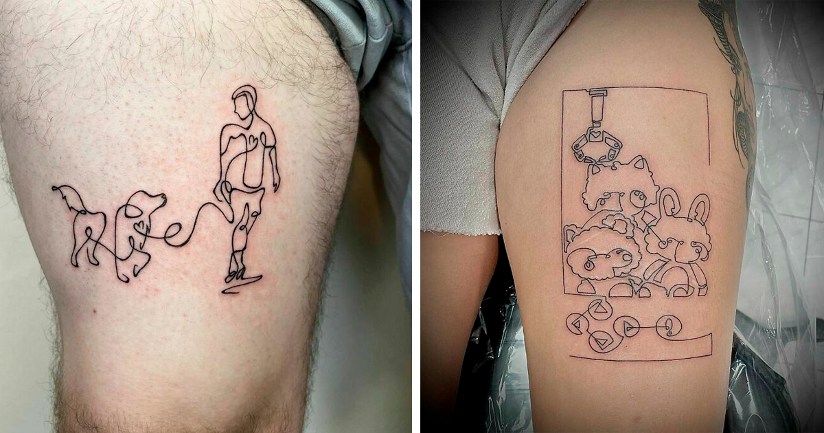 95 Single-Line Tattoos That Are Pure Perfection | Bored Panda