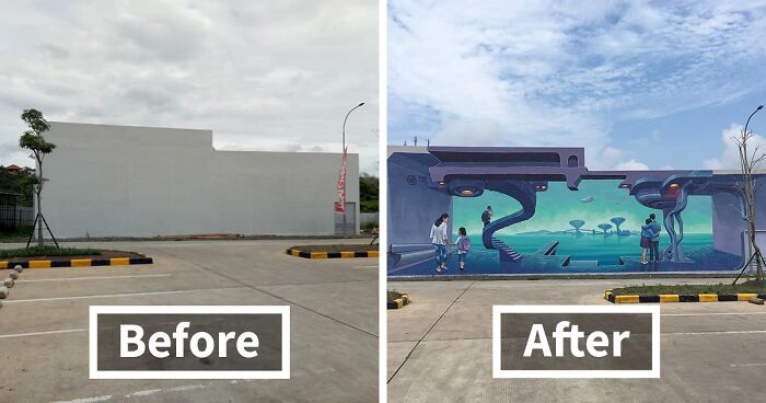 This Balinese Artist Paints Realistic 3D Murals On Dull Building Walls ...