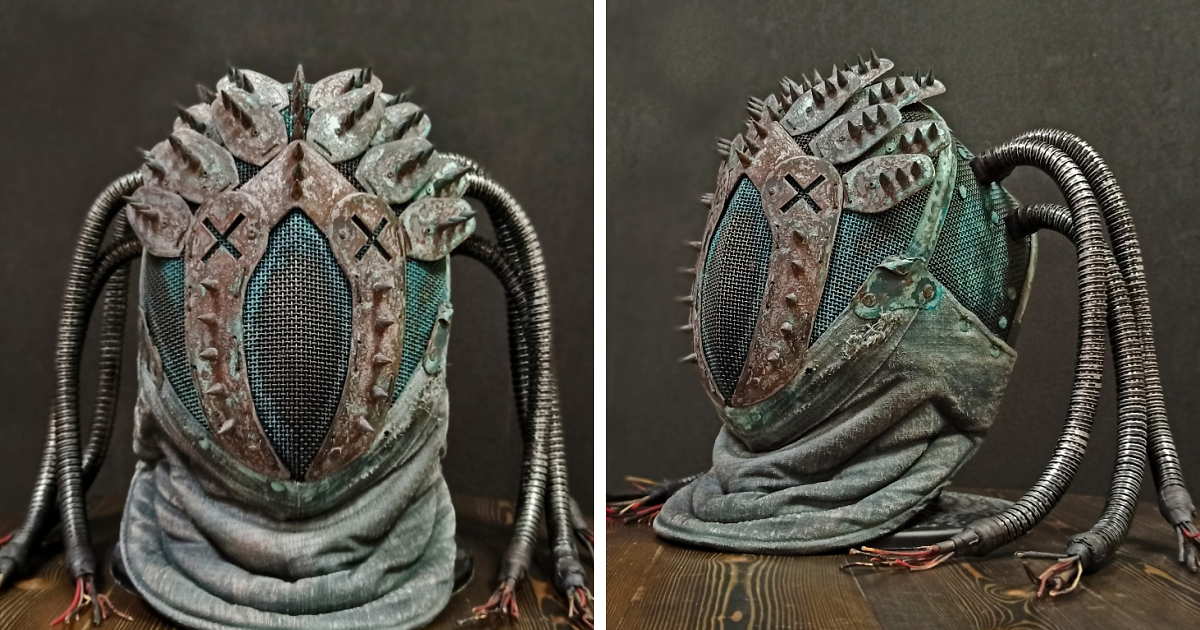 I Upcycled My Old Fencing Mask Into A Cyberpunk Mask | Bored Panda