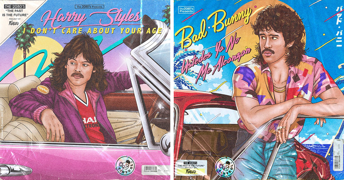 This Artist Illustrates Retro Album Covers For Contemporary Famous ...