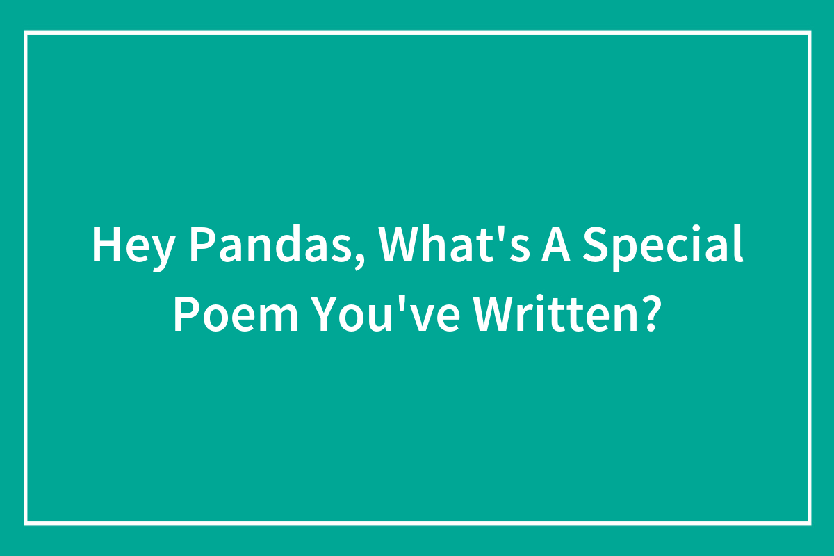 Hey Pandas, What’s A Special Poem You’ve Written? (Closed) | Bored Panda
