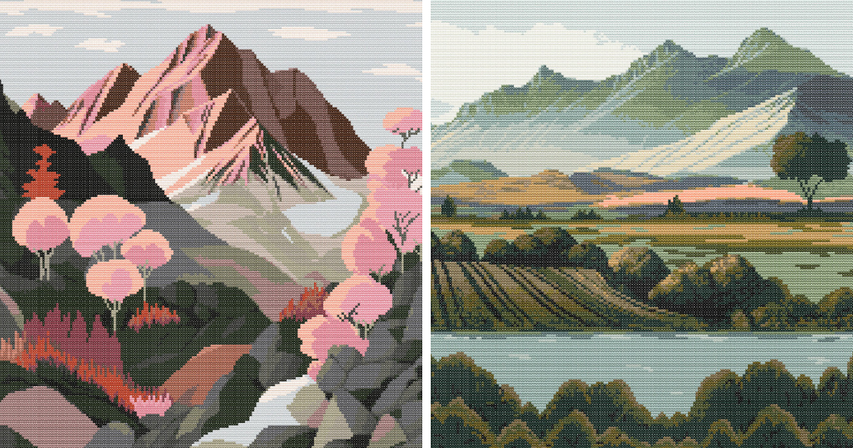 15 Simple Cross-Stitch Patterns Of Various Landscapes | Bored Panda