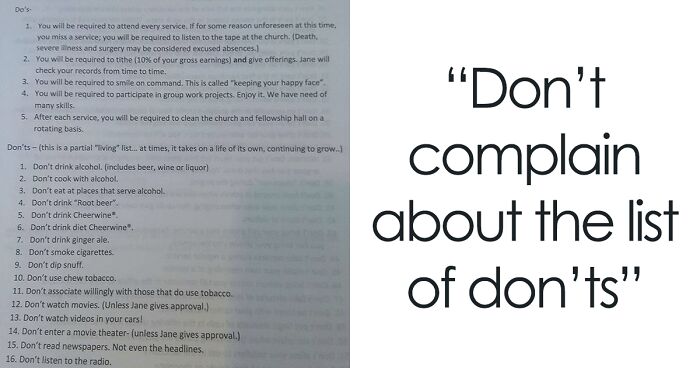 Local Cult Has 150 Rules For Their Members, The List Goes Viral On ...