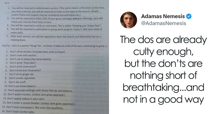 Local Cult Has 150 Rules For Their Members, The List Goes Viral On ...