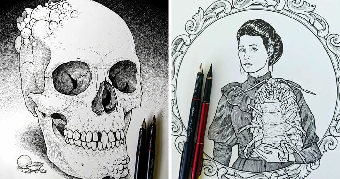 13 Unsettling Drawings With Creepy Stories By Ed Harrington | Bored Panda