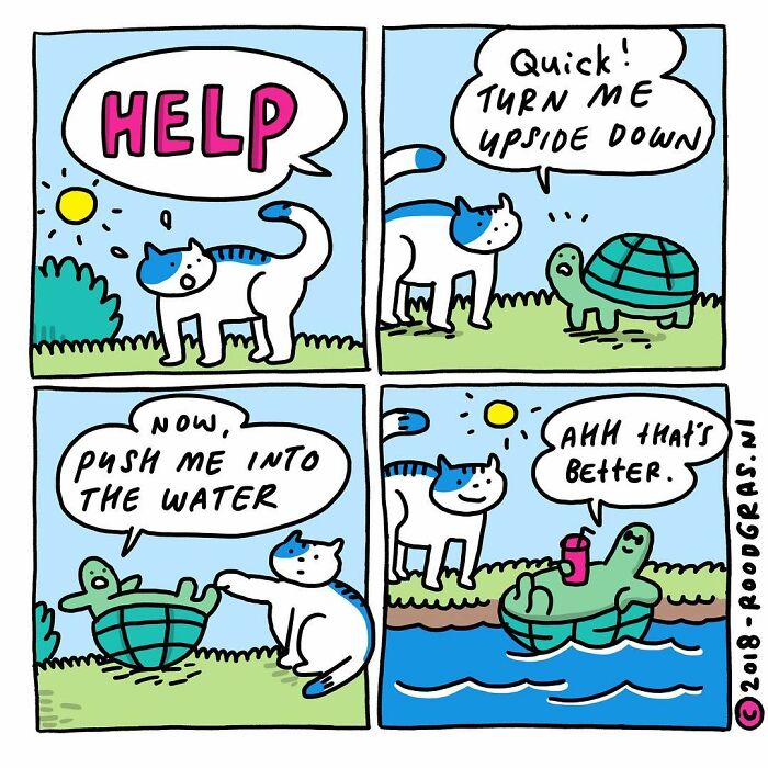 50 Feel-Good Wordless Cat Comics That Will Make Your Day By This Dutch Illustrator | Bored Panda