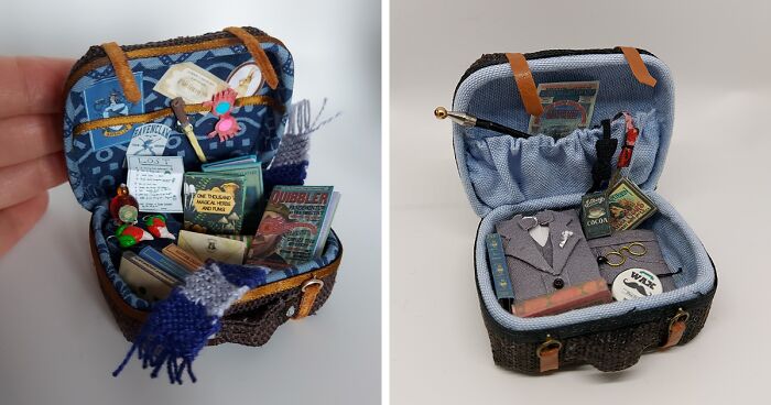 I Create Miniatures, And Here Are 9 Tiny Suitcases Representing Book ...