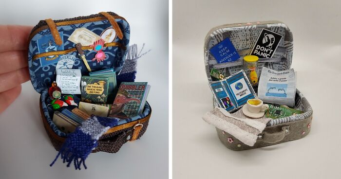 I Create Miniatures, And Here Are 9 Tiny Suitcases Representing Book ...