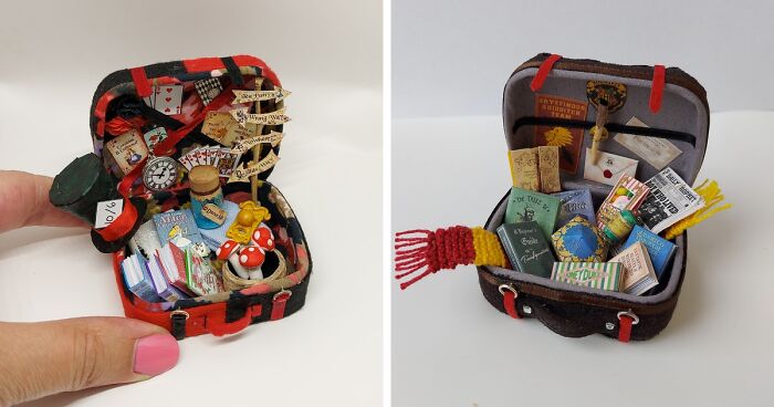 I Create Miniatures, And Here Are 9 Tiny Suitcases Representing Book ...