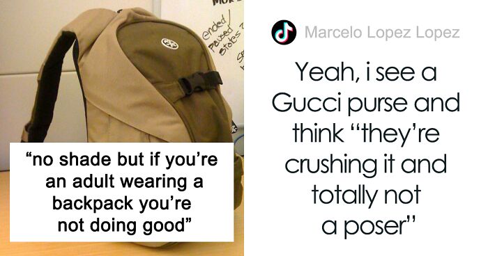 Creator Sparks Massive Debate Over Adults Wearing Backpacks | Bored Panda