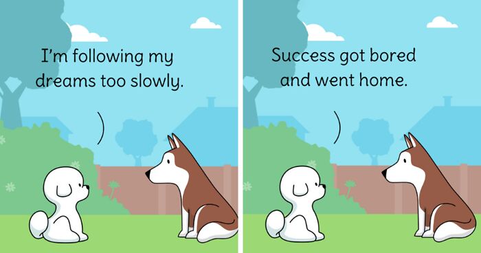 I Created 40 Humorous Comics Featuring A Dog Love Story | Bored Panda