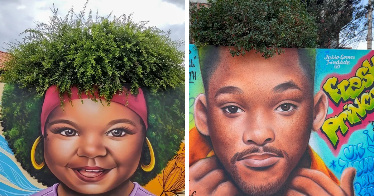Street Artist Continues To Paint Portraits On Walls Next To Trees That ...